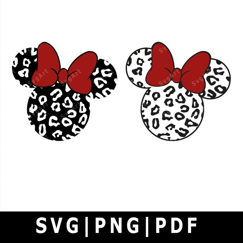 Minnie Mouse Leopard SVG, PNG, PDF, Mickey Monogram, Cricut, Silhouette ...