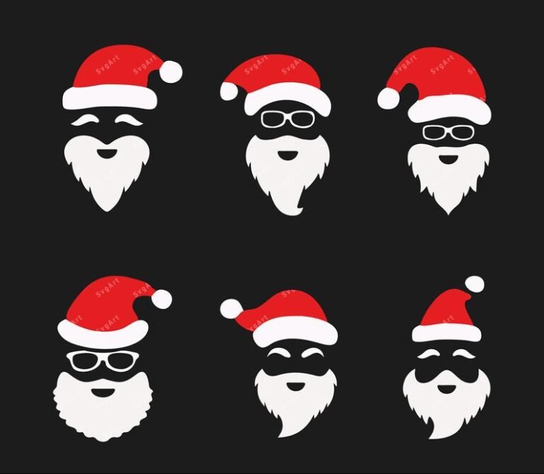 Santa Face SVG Bundle, PNG, PDF, Santa head svg, Santa Claus Faces ...