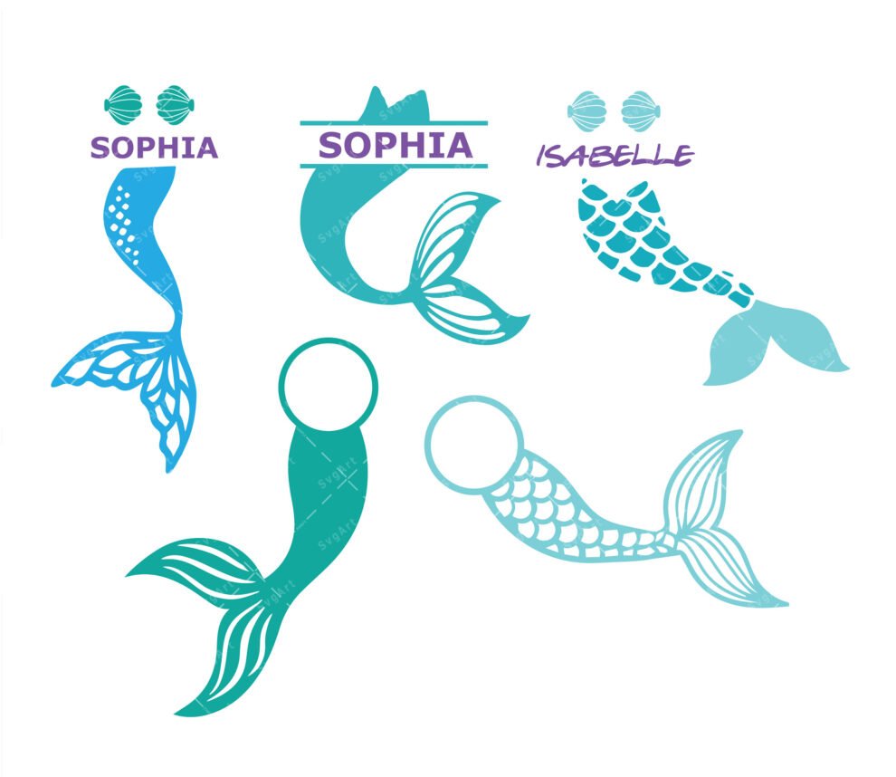 Mermaid Monogram SVG, PNG, PDF, Mermaid Svg, Mermaid Monogram Frame