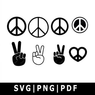 Peace Sign Bundle SVG, PNG, PDF, Peace Sign Clipart, Peace Sign Silhouette