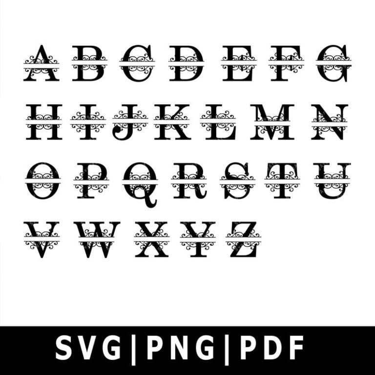 Split Monogram SVG, PNG, PDF, Split Monogram Frame Alphabet, 26 ...