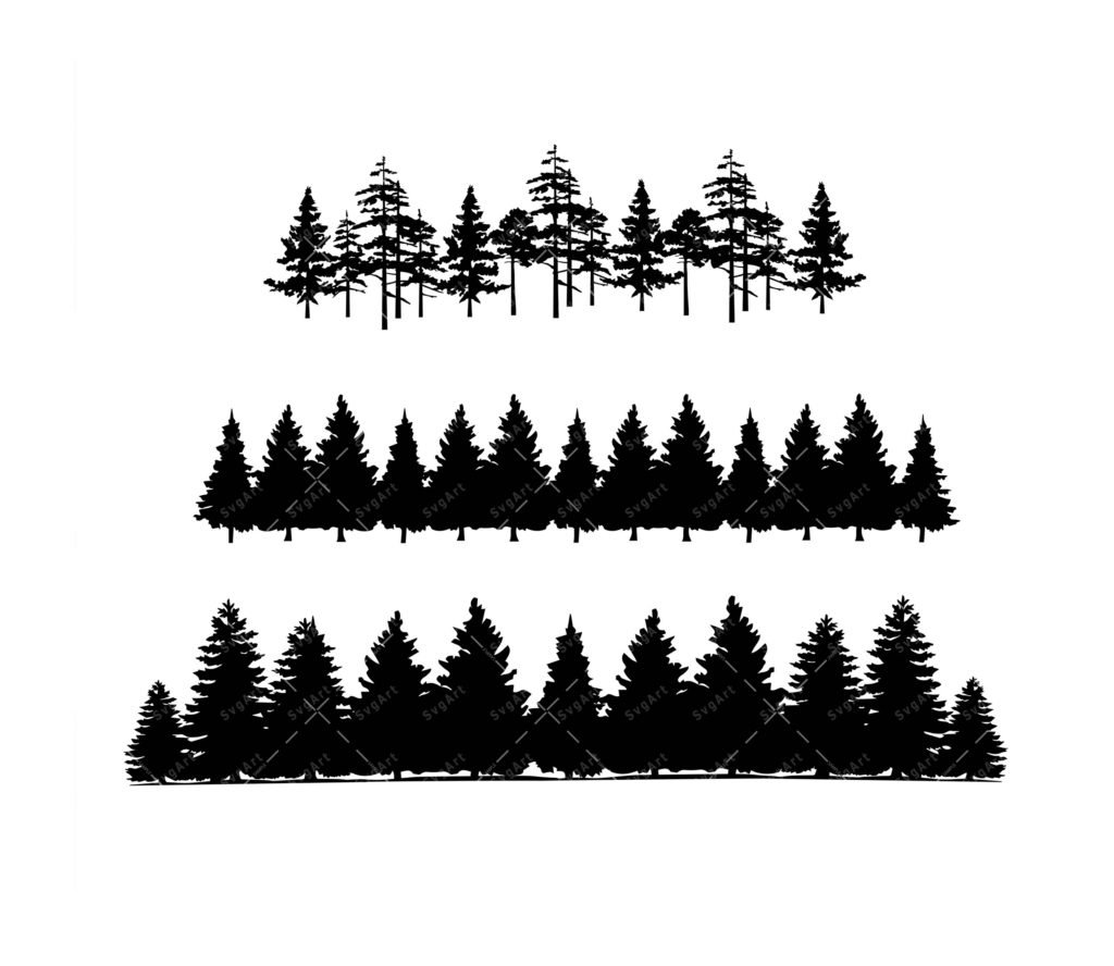 Forest Line SVG, PNG, PDF, Forest Svg, Trees Clip Art, Tree Svg