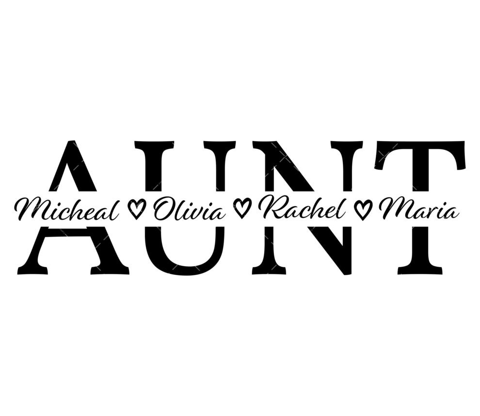 Aunt SVG, PNG, PDF, Aunt split name frame SVG