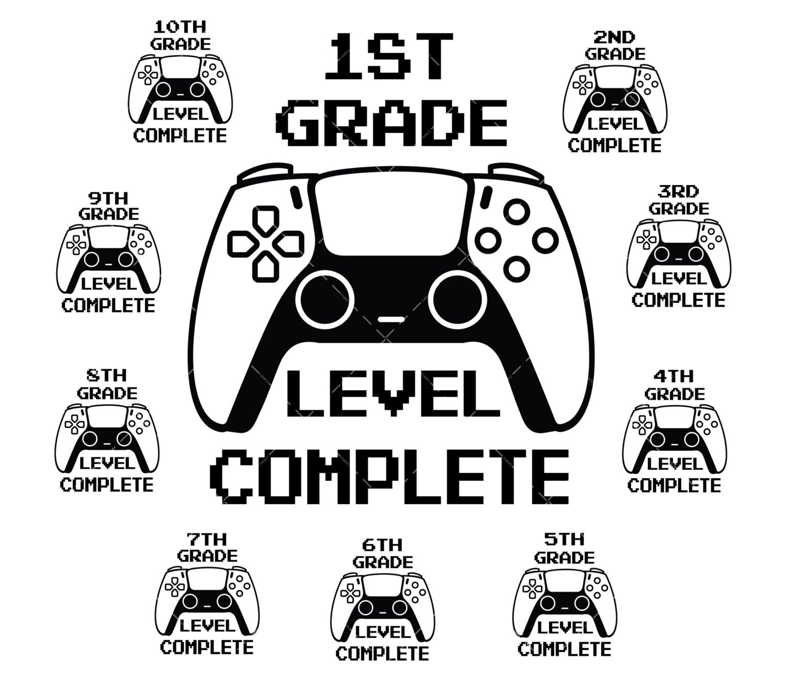 Grade Level Complete SVG Bundle, PNG, PDF, Graduation SVG, Grade School SVG