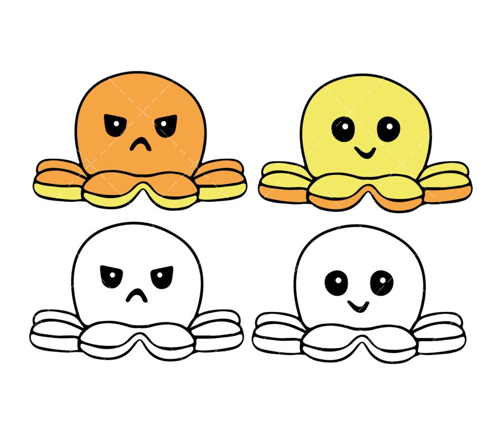 Mood Octopus SVG, PDF, PNG, Reversible Octopus Plushie SVG