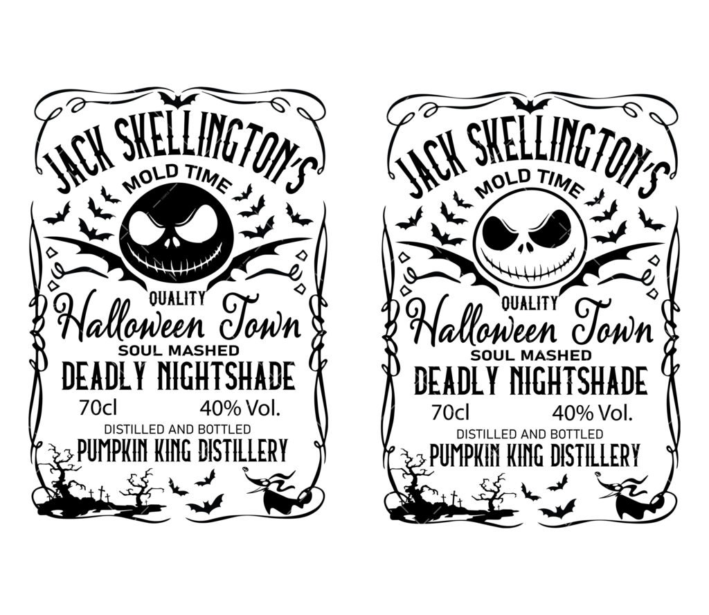 Jack Skellington Whiskey SVG, PNG, PDF, Halloween SVG