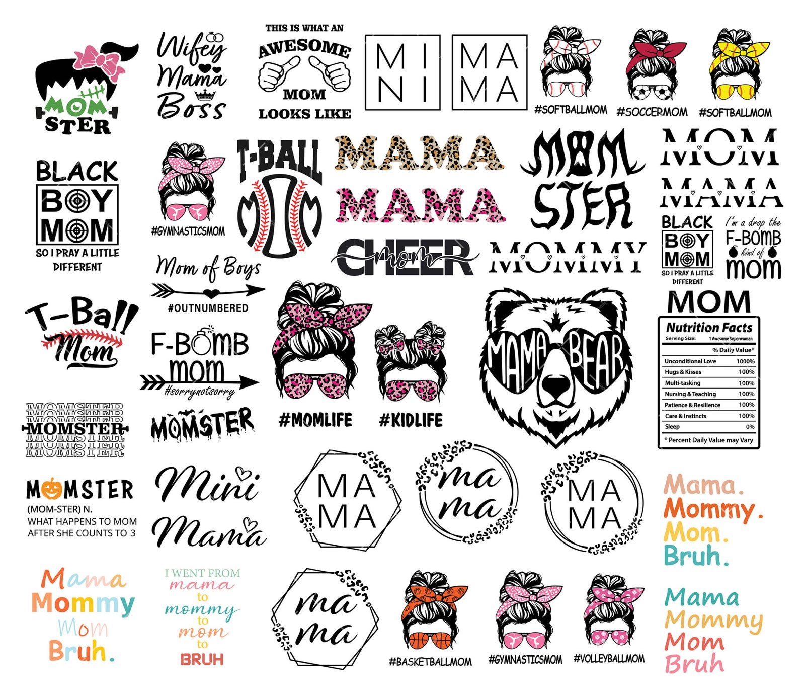 Mom SVG Bundle, PNG, PDF, Mothers Day SVG, Mom Life SVG