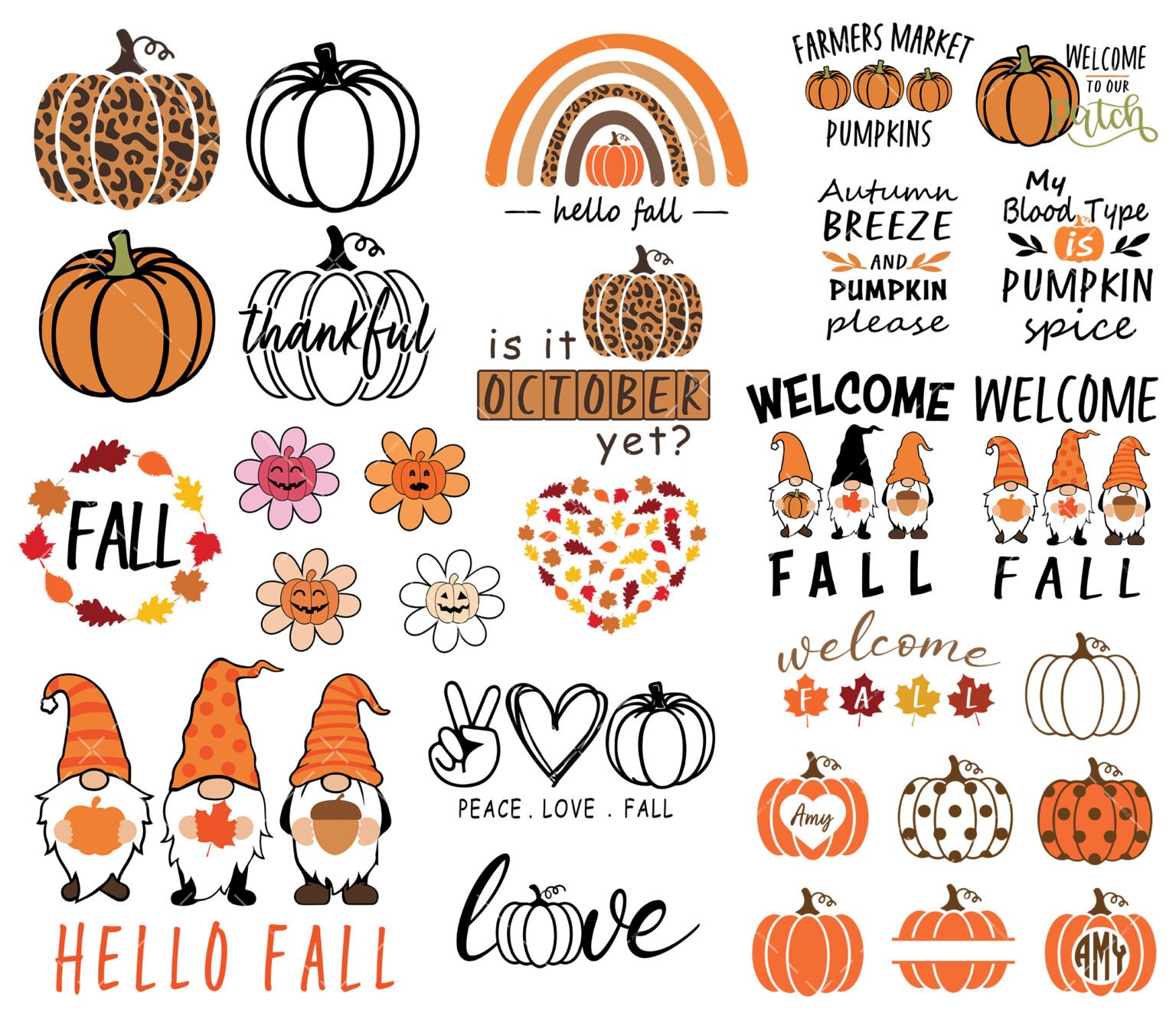 Fall SVG Bundle, PNG, PDF, Autumn SVG, Fall Gnomes SVG
