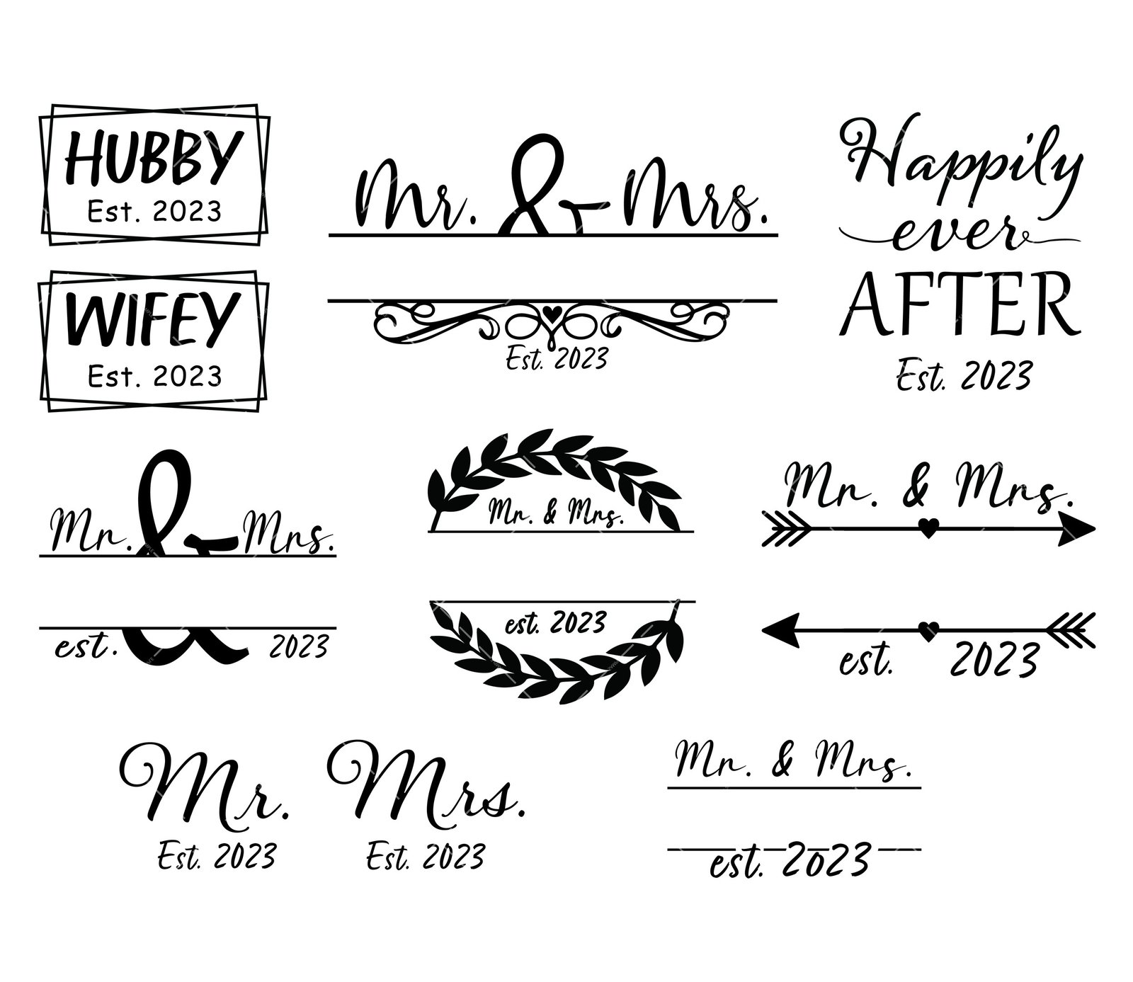 Mr And Mrs Est 2023 SVG PNG PDF Bride And Groom SVG Est 2023 SVG Mr And Mrs Est 2023 SVG PNG PDF Bride And Groom SVG Est 2023 SVG