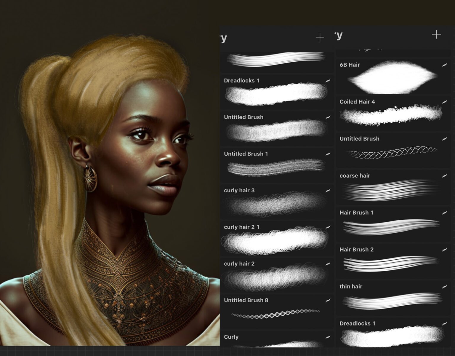 Procreate Hair Brushes Procreate Curly Brushes Hair Brush Set