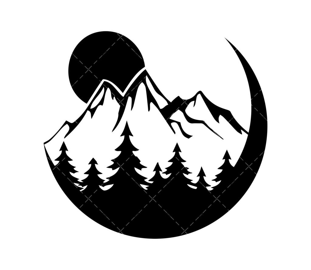 Moon Mountain SVG, PNG, PDF, Moon SVG, Mountain SVG
