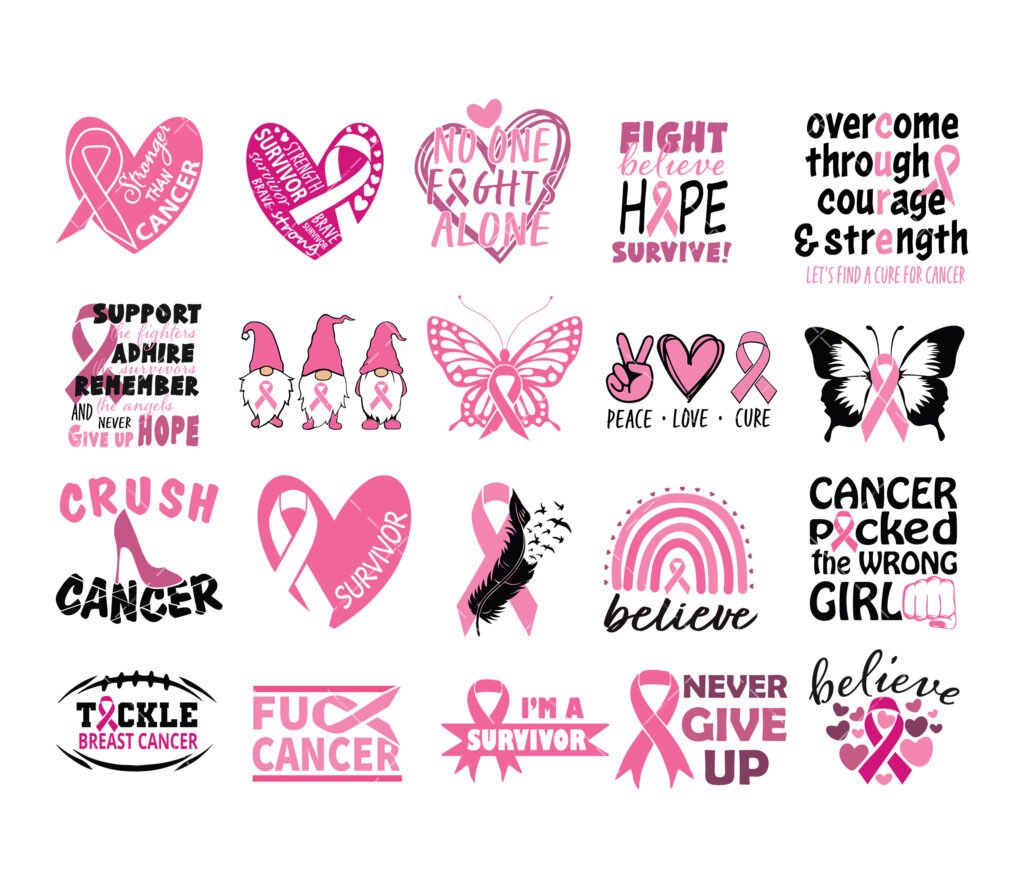 Breast Cancer Svg Bundle Png Pdf Cancer Ribbon Svg Fight Cancer Svg