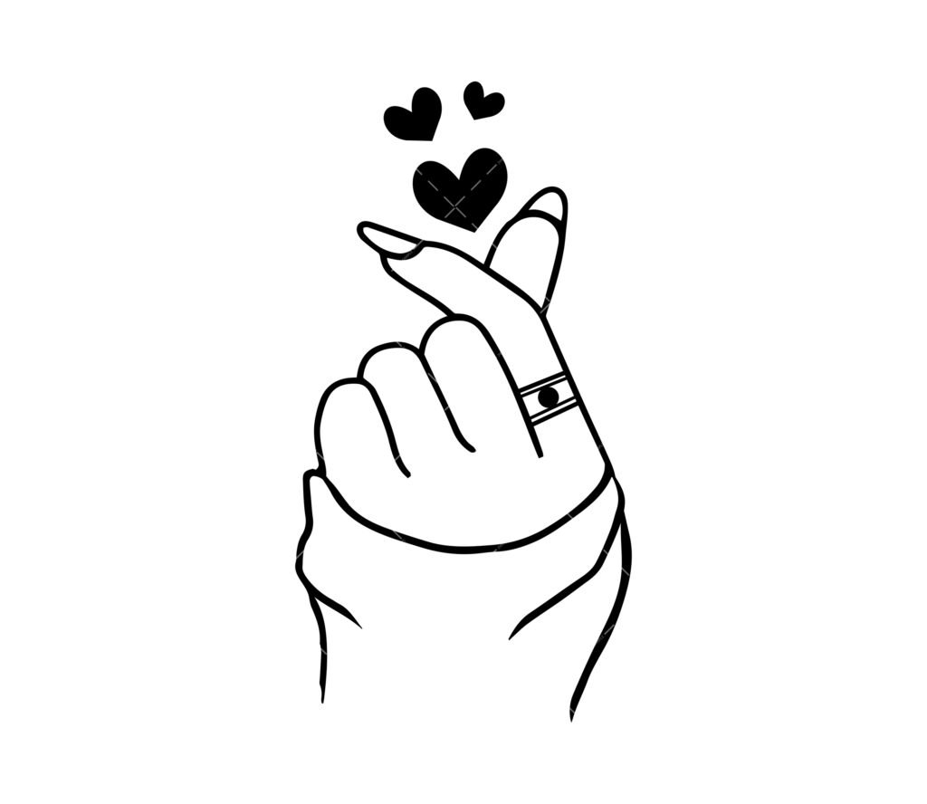 Korean Hand Finger with Heart SVG, PNG, PDF, Korean Love Hand SVG