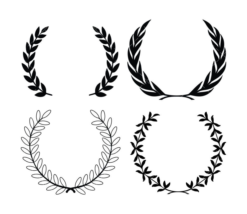 Leafy Wreath SVG Bundle, PNG, PDF, Laurel wreath SVG