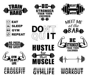 14 Workout SVG, PNG, PDF, Exercise SVG, Motivational SVG