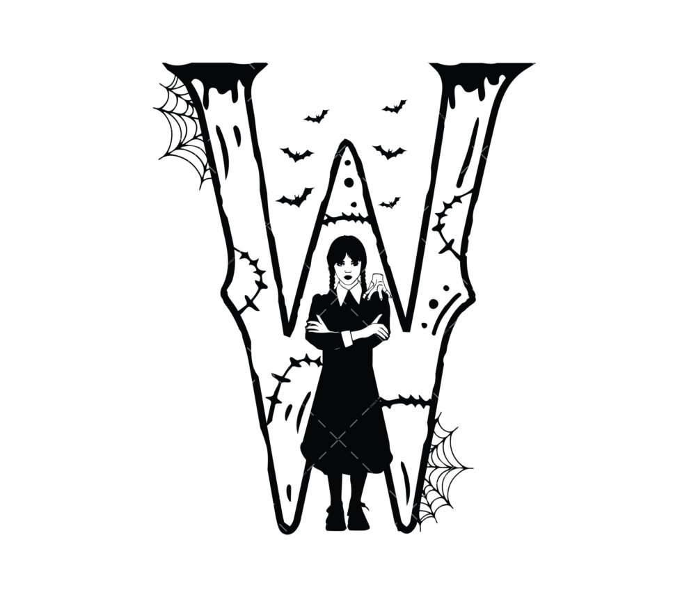 Wednesday W SVG, PNG, PDF, Wednesday Addams SVG