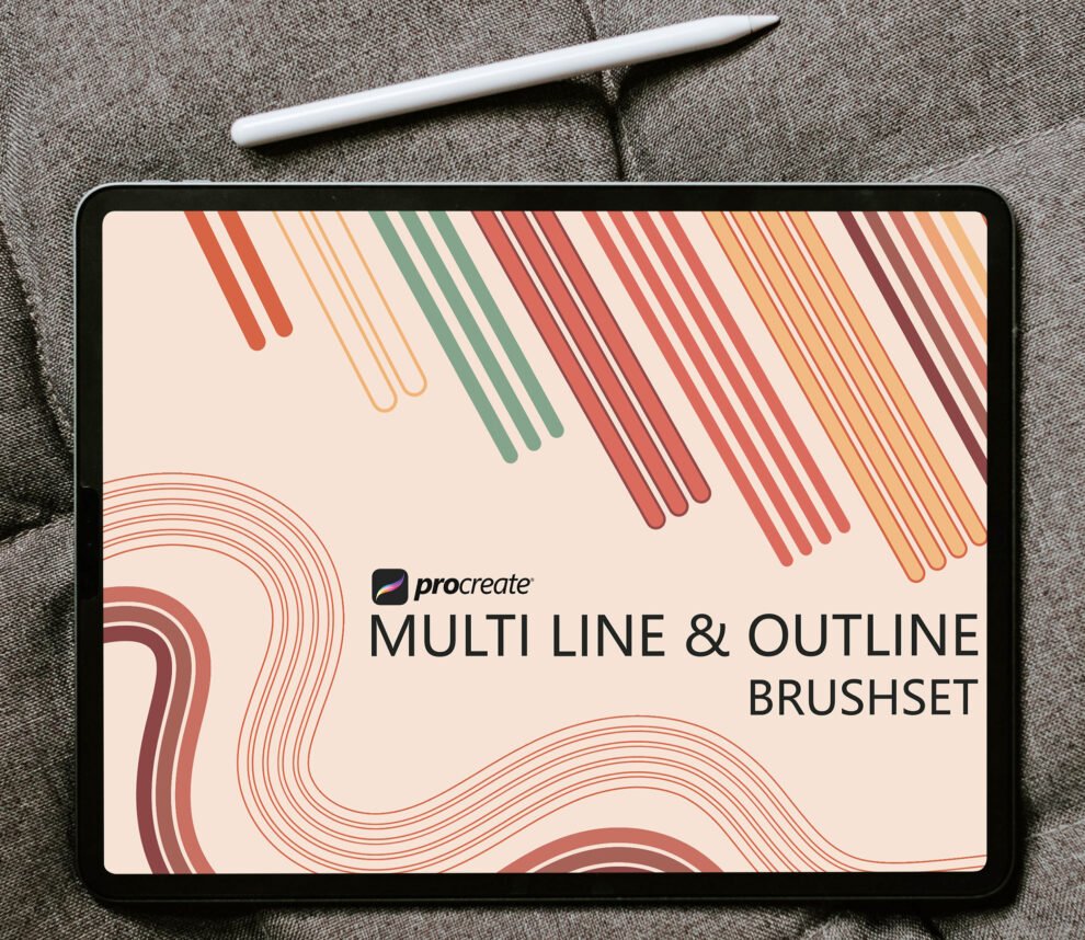 Procreate Outline brushset, Retro Brushes, Rainbow Brushes
