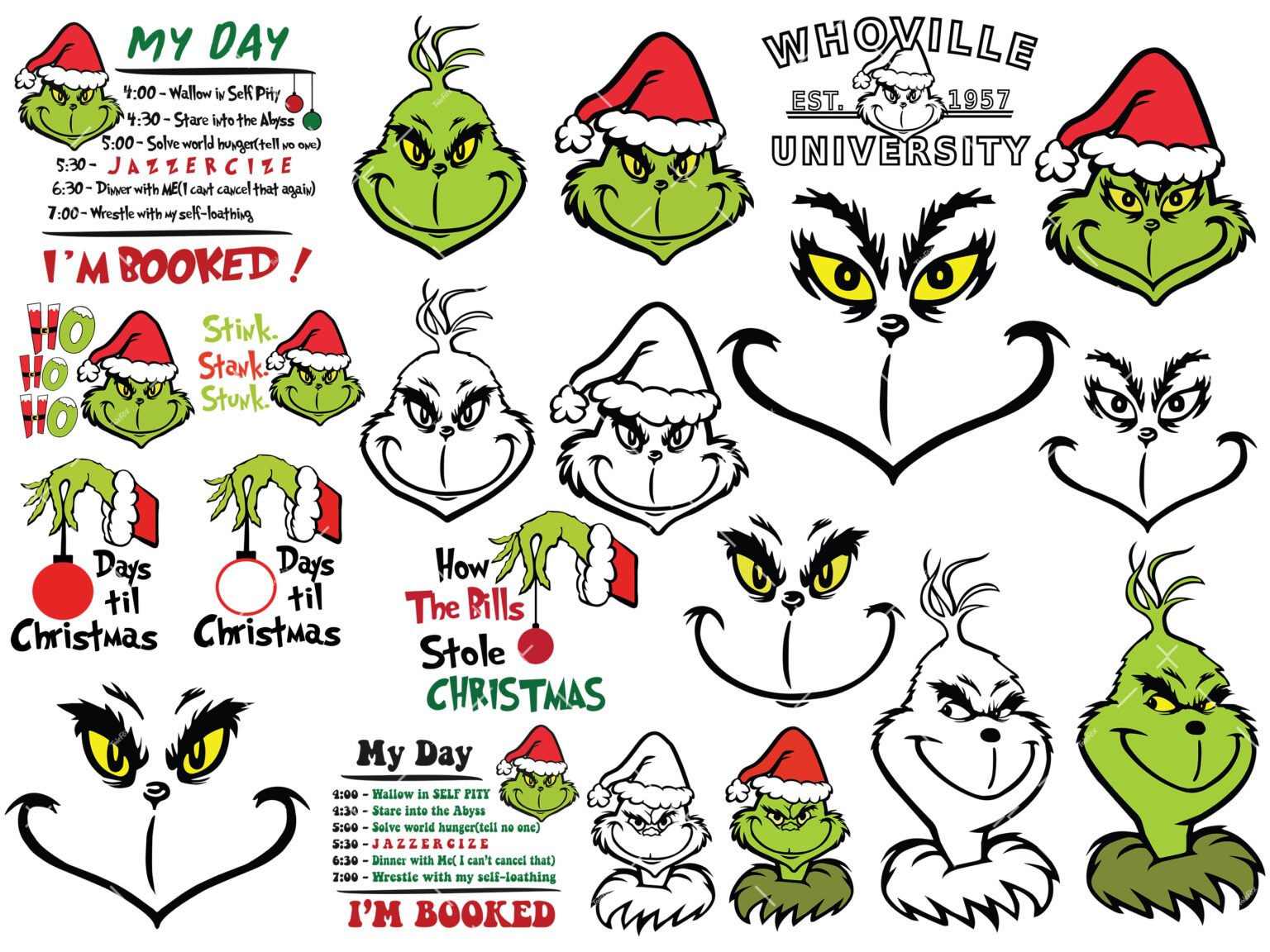 Grinch SVG, PNG, PDF, Grinch face cut file