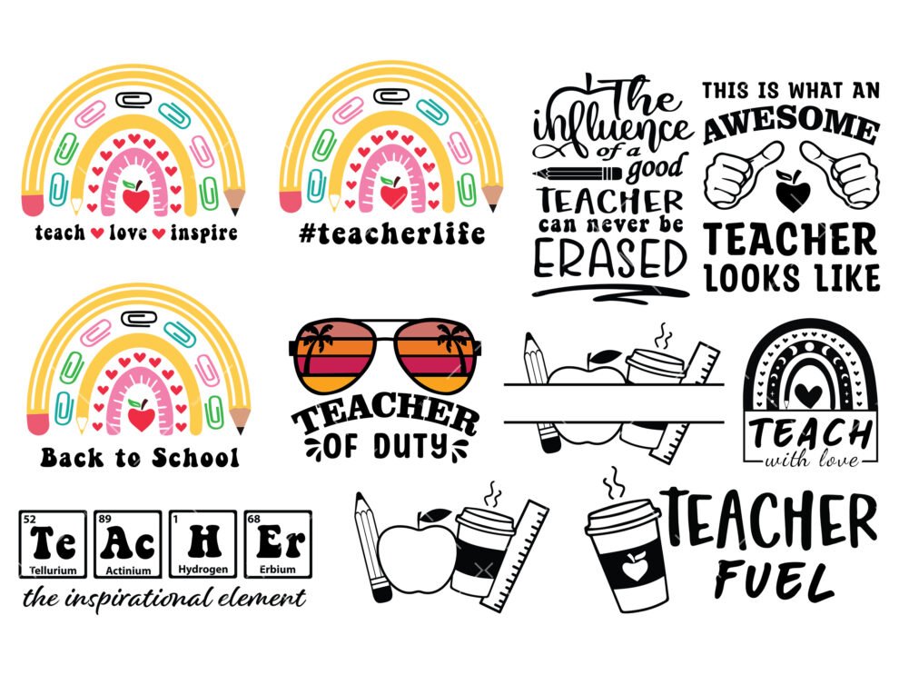 Teacher Split Monogram SVG, PNG, PDF, Teacher Svg, Teacher Love Svg ...