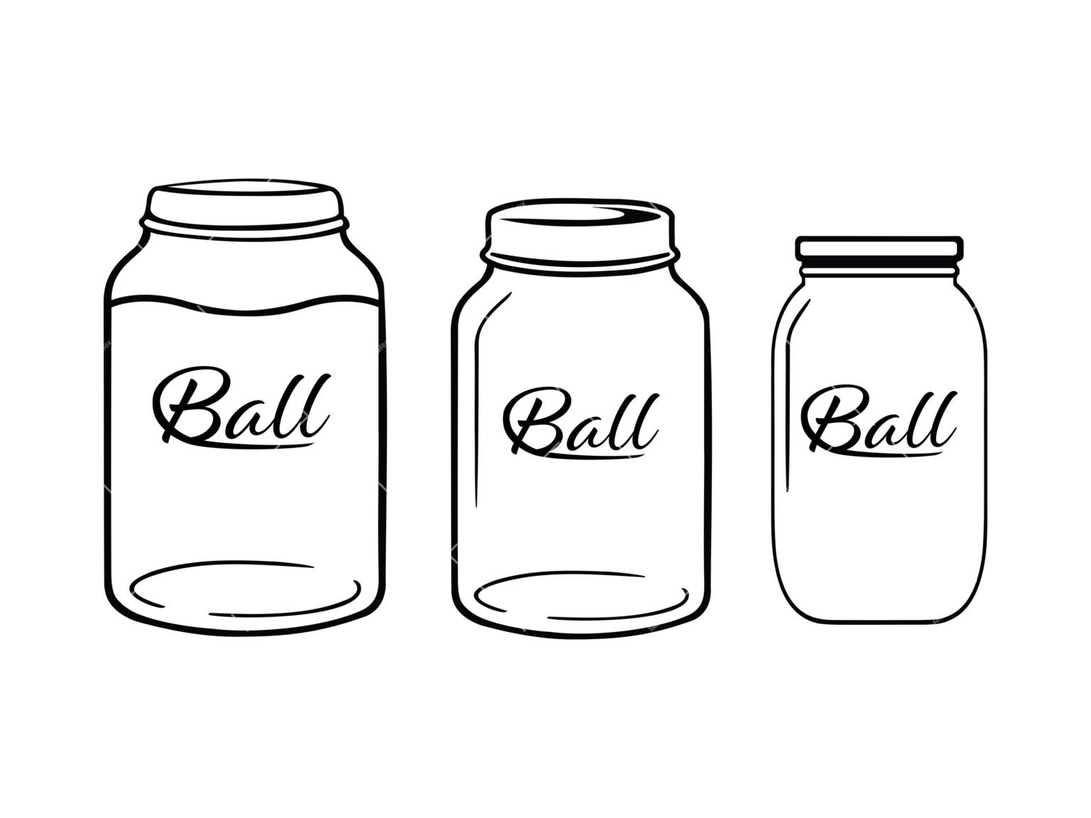 Mason Jar Ball SVG, PNG, PDF, Glass Jar SVG, Kitchen Measurements SVG