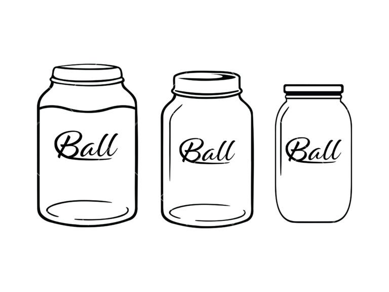 Mason Jar Ball SVG, PNG, PDF, Glass Jar SVG, Kitchen Measurements SVG