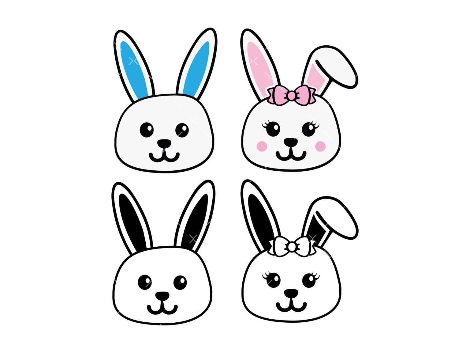 Easter bunny face svg, PDF, PNG, Easter svg, bunny svg, cute animal ...